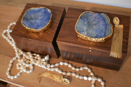 Wooden Crystal Storage Box with Agate - Zenluma
